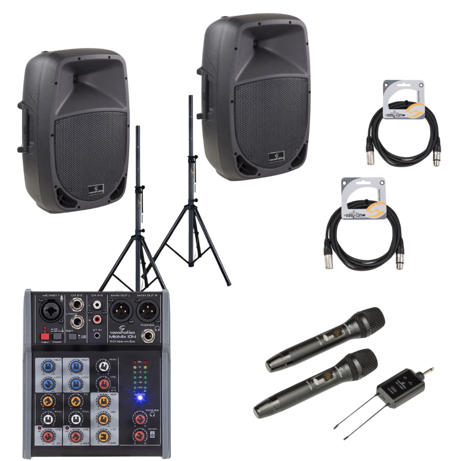 Soundsation GO-Sound 10A - Set boxe active (mixer, microfoane wireless ...